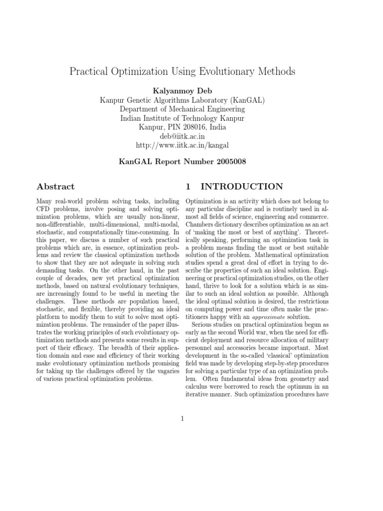 Practical Optimization Using Evolutionary Methods | Download Free PDF ...