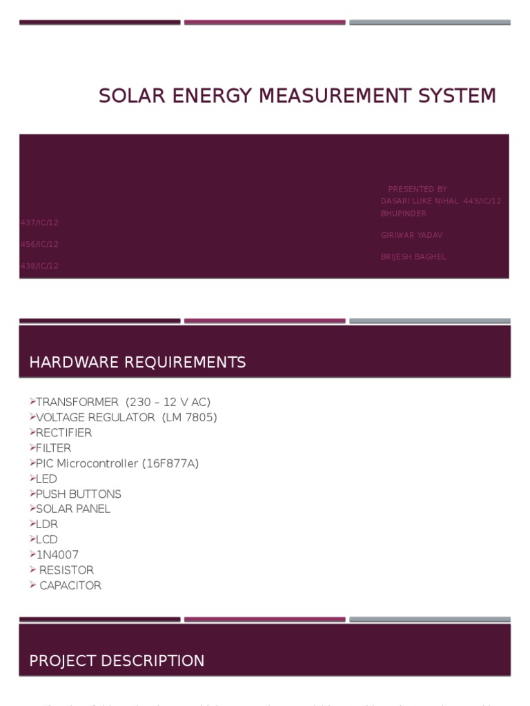 Solar Energy Measurement System | Download Free PDF | Solar Panel ...