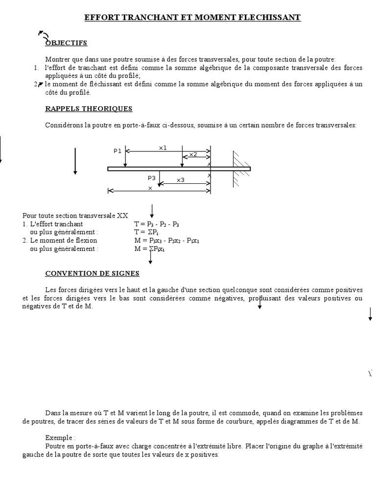 1 Tp1.effort Tranchant Et Moment Flechissant | PDF | Flexion (matériau ...