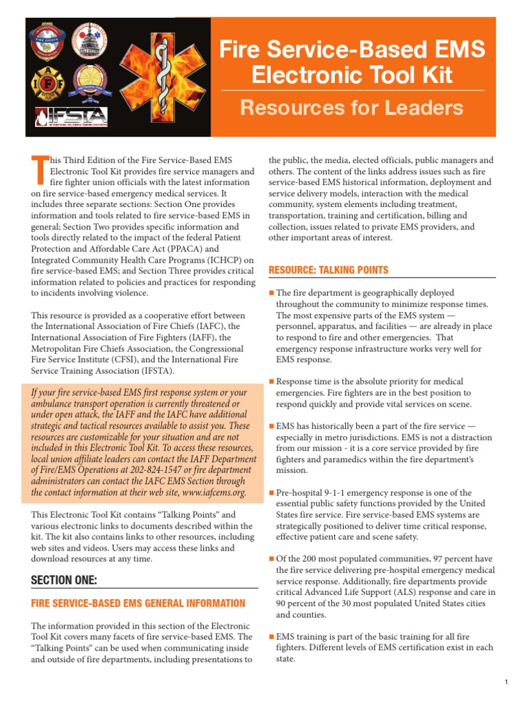 Fire Service-Based EMS Toolkit | PDF | Emergency Medical Services ...
