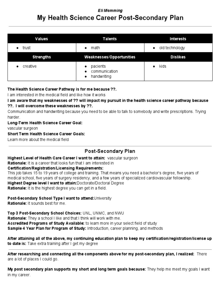 Postsecondaryplan | PDF