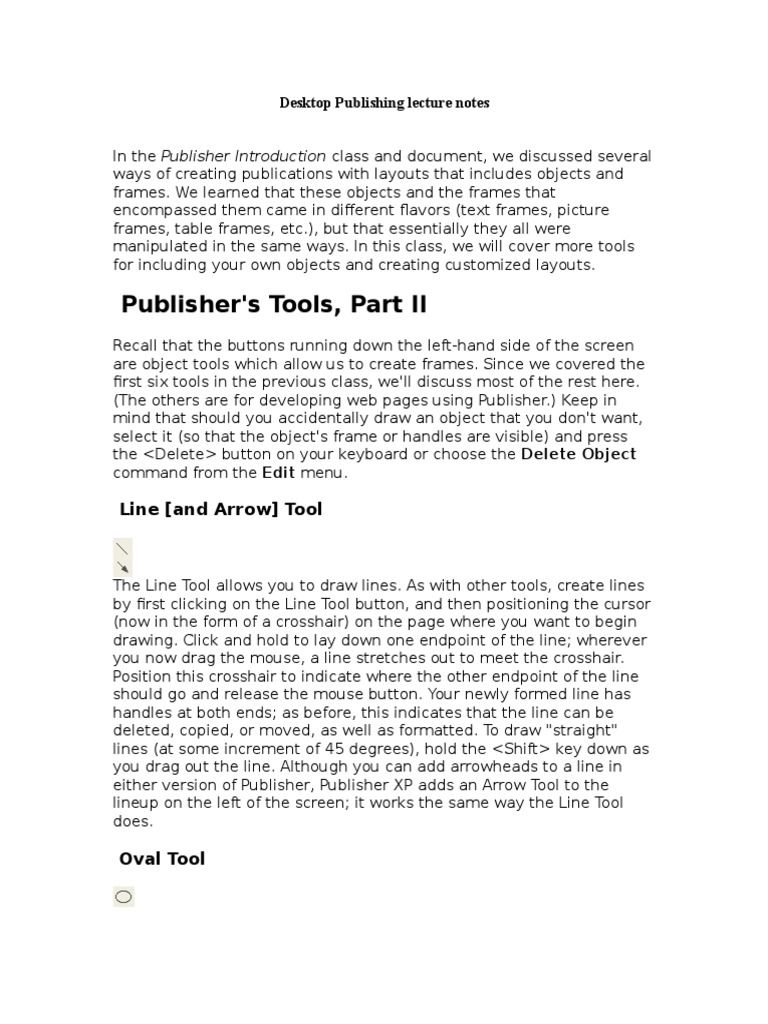 Desktop Publishing Lecture Notes | Microsoft Word | Computer File