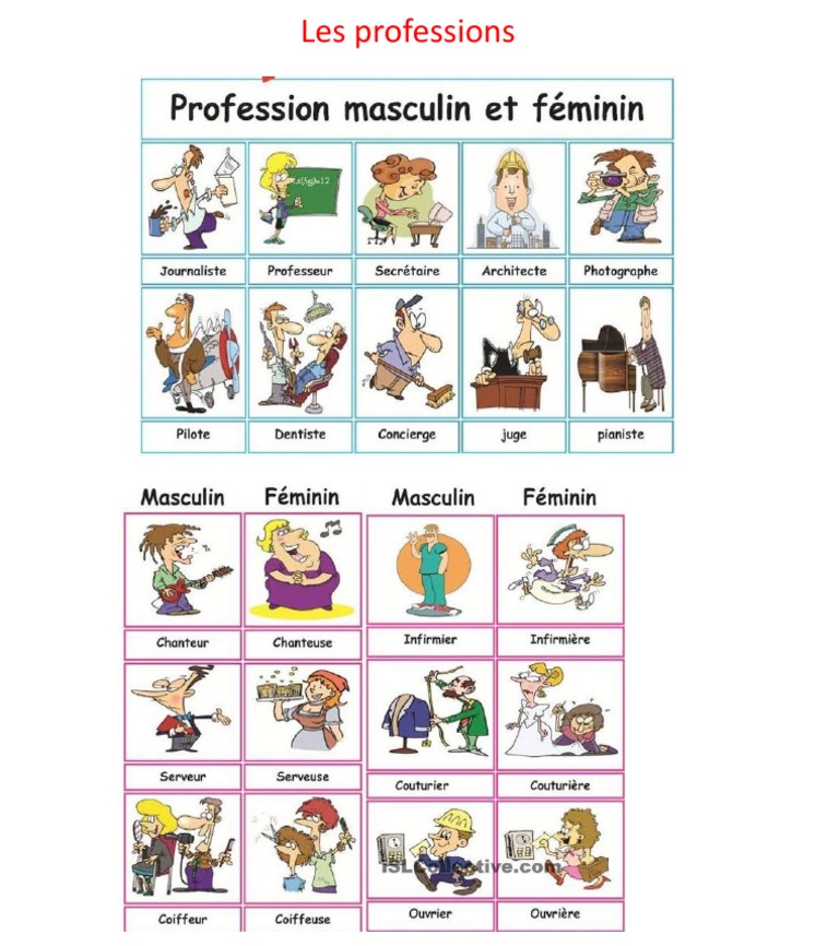 Les Professions Au Masculin Et Féminin | PDF