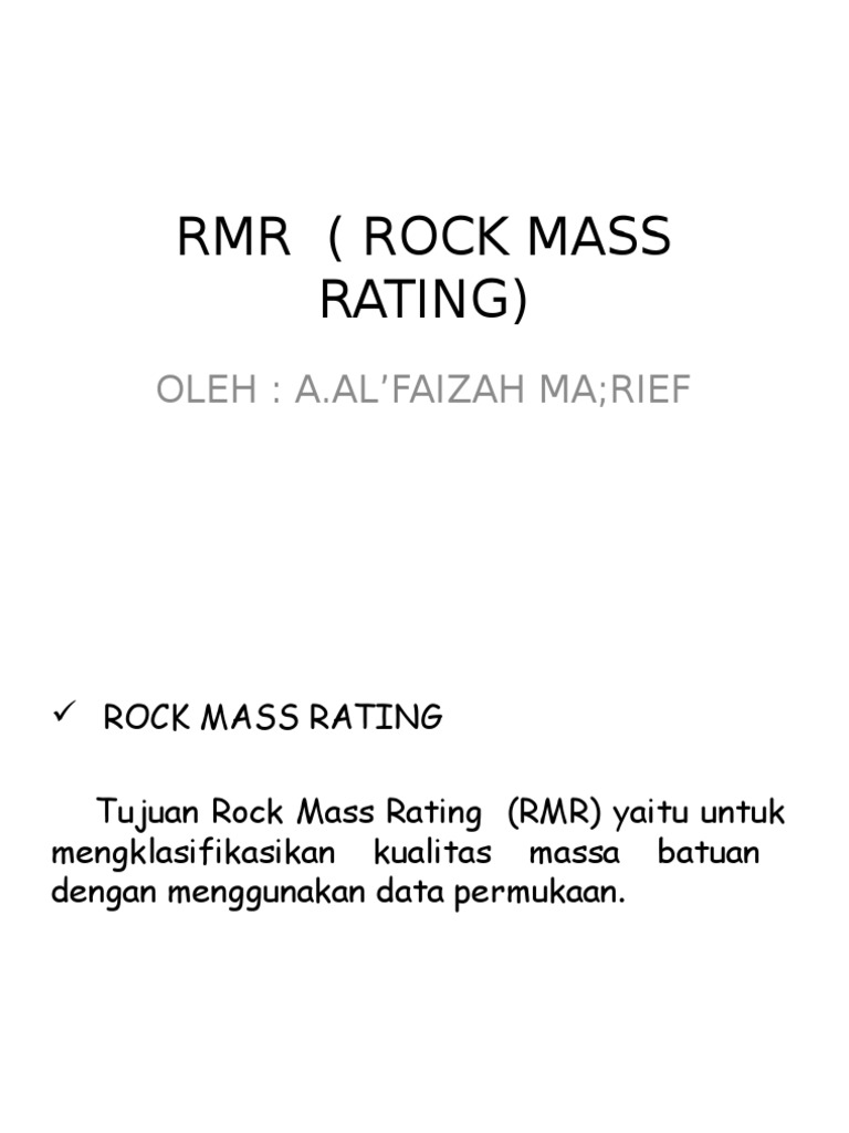 RMR (Rock Mass Rating) PPT Icha Jadi | PDF
