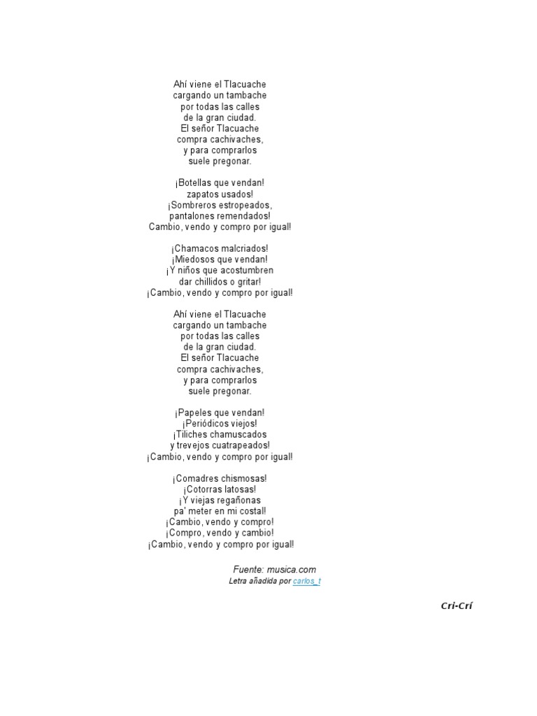 Canciones Infantiles - Cri Cri | PDF | Naturaleza