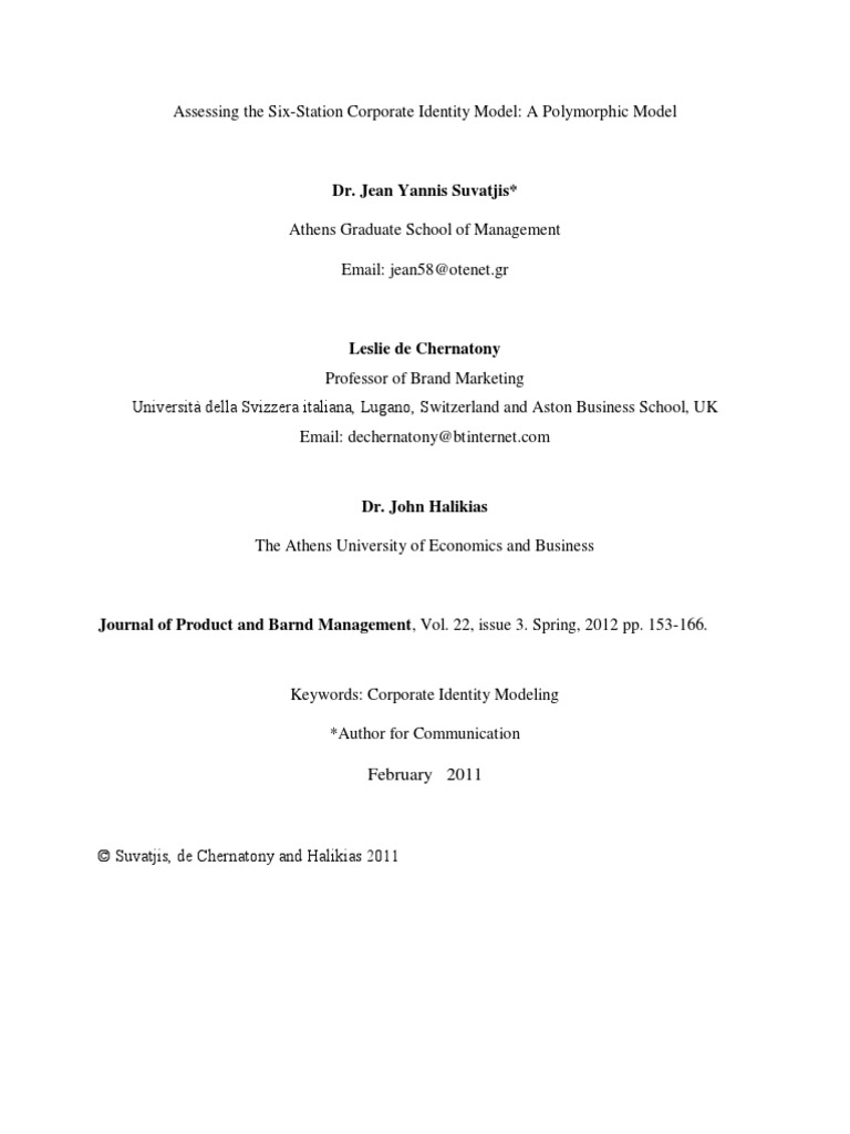 Assessing The Six-Station Corporate Identity Model A Polymorphic Model ...