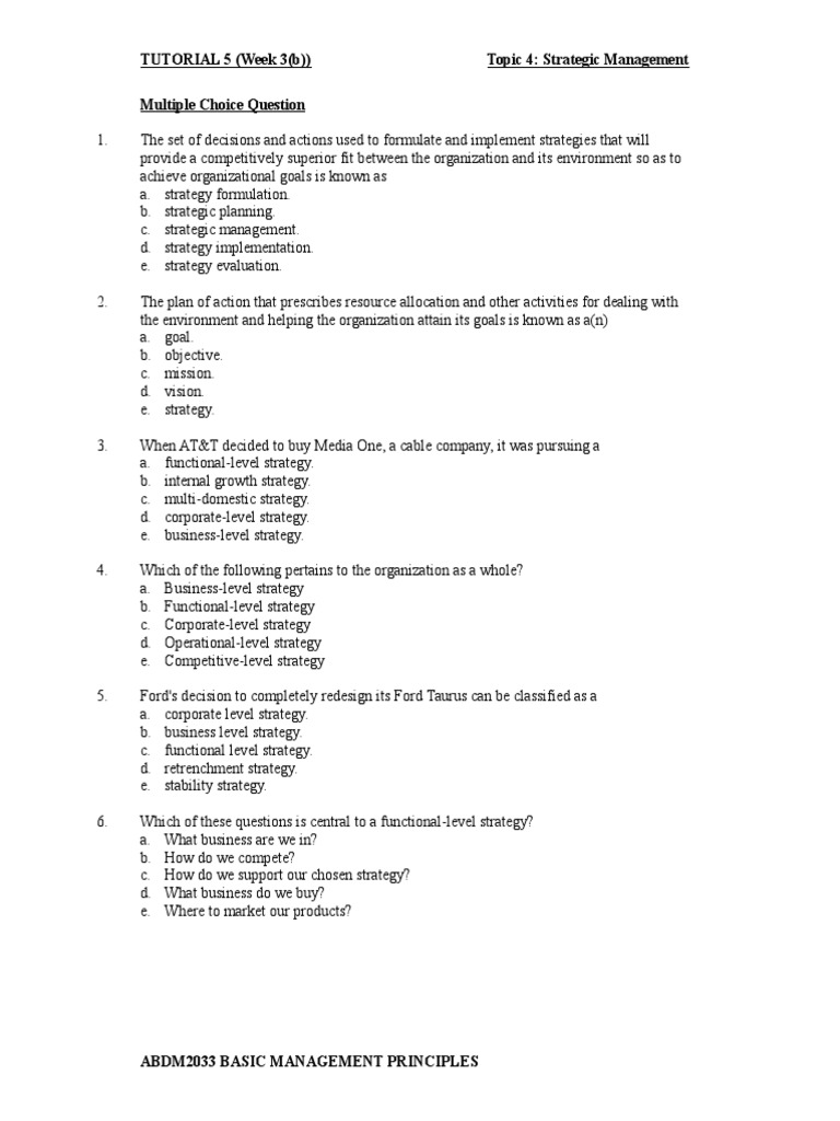 Management Principles Tutorial | Download Free PDF | Strategic ...