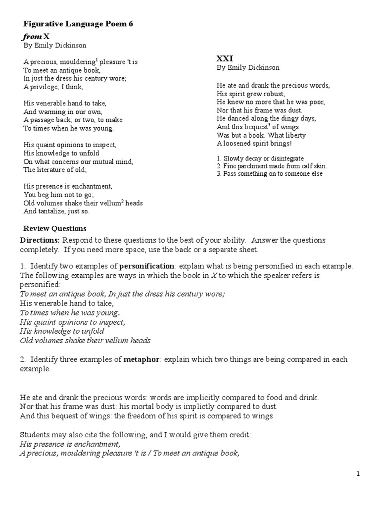 Dickinson's Poetic Figurative Language | PDF | Poetry
