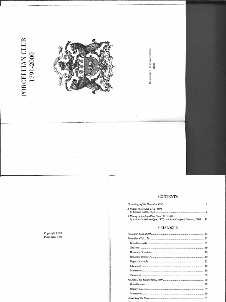 Porcellian Club Manual, 2000 | PDF