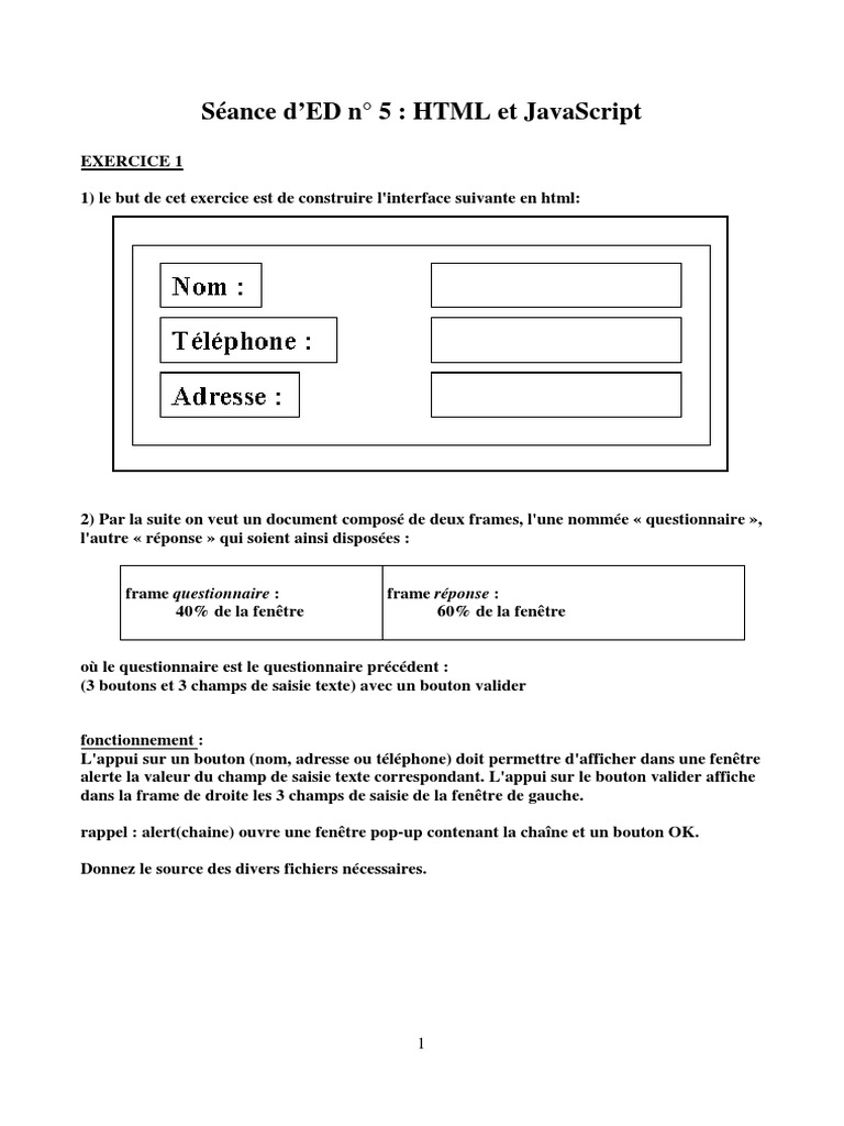 Exercice HTML : Questionnaire QCM | PDF | JavaScript | Html