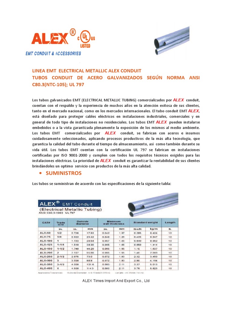 Tuberia Alex Conduit | PDF | Acero | Rieles