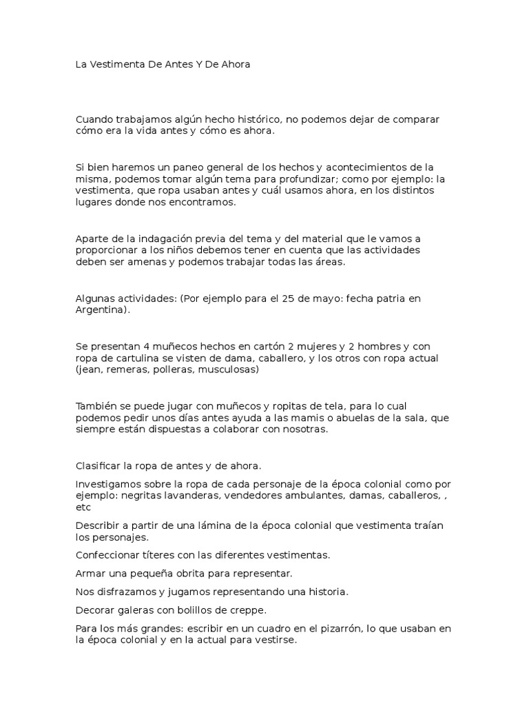 La Vestimenta de Antes Y de Ahora | PDF | Ropa