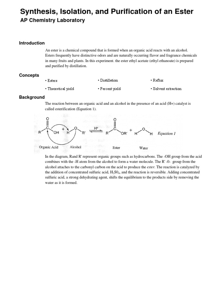 Ester Synthesis Lab | PDF | Ester | Distillation