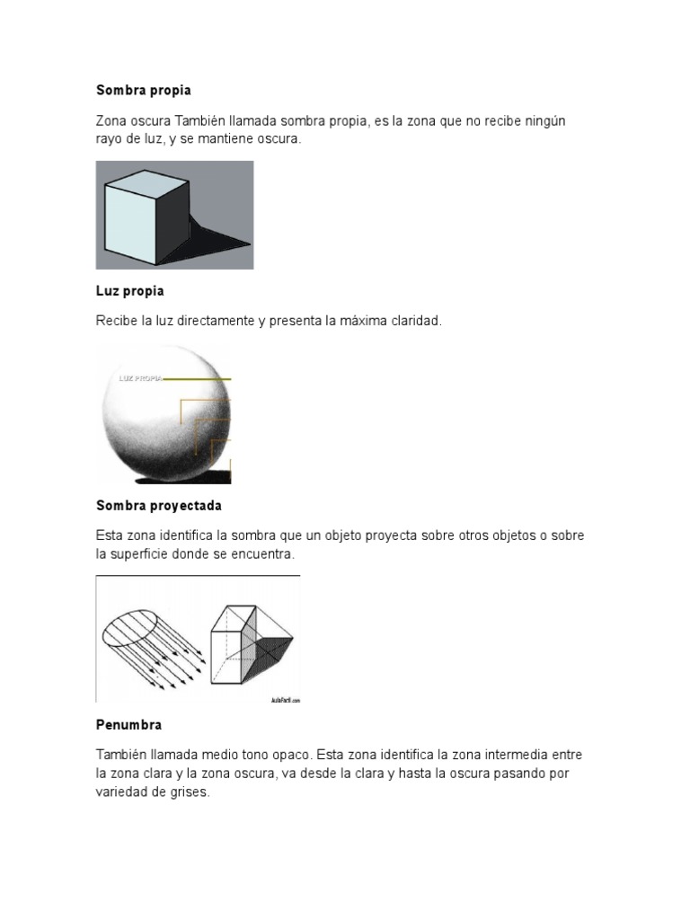 Tipos de Sombra: Propia y Proyectada | PDF | Sombra | Medios de arte