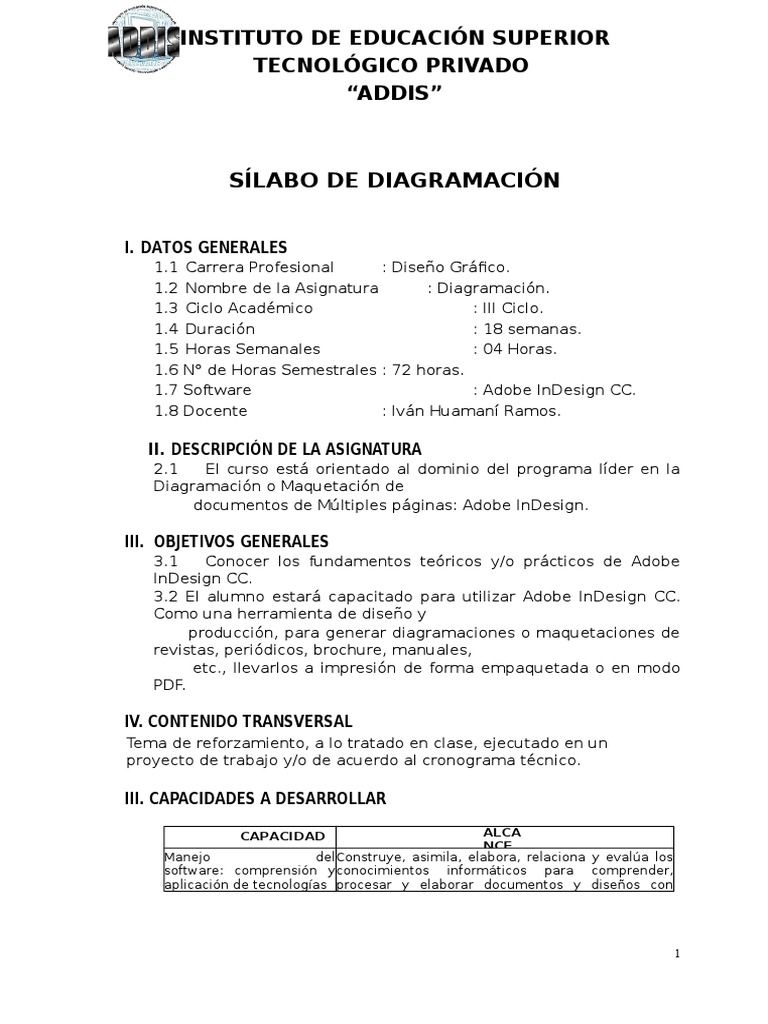 Silabo de Diagramacion - Adobe InDesign CC | PDF | Adobe Systems ...
