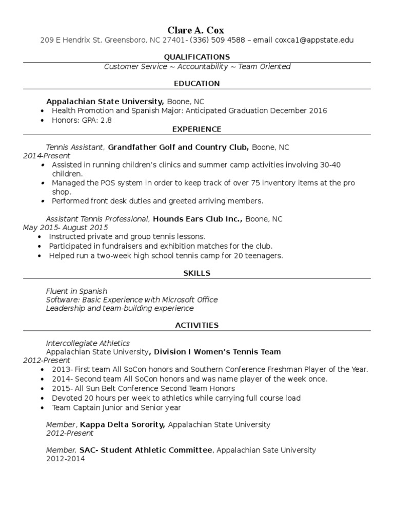 Clare Cox Resume 2015 | PDF | Career & Growth