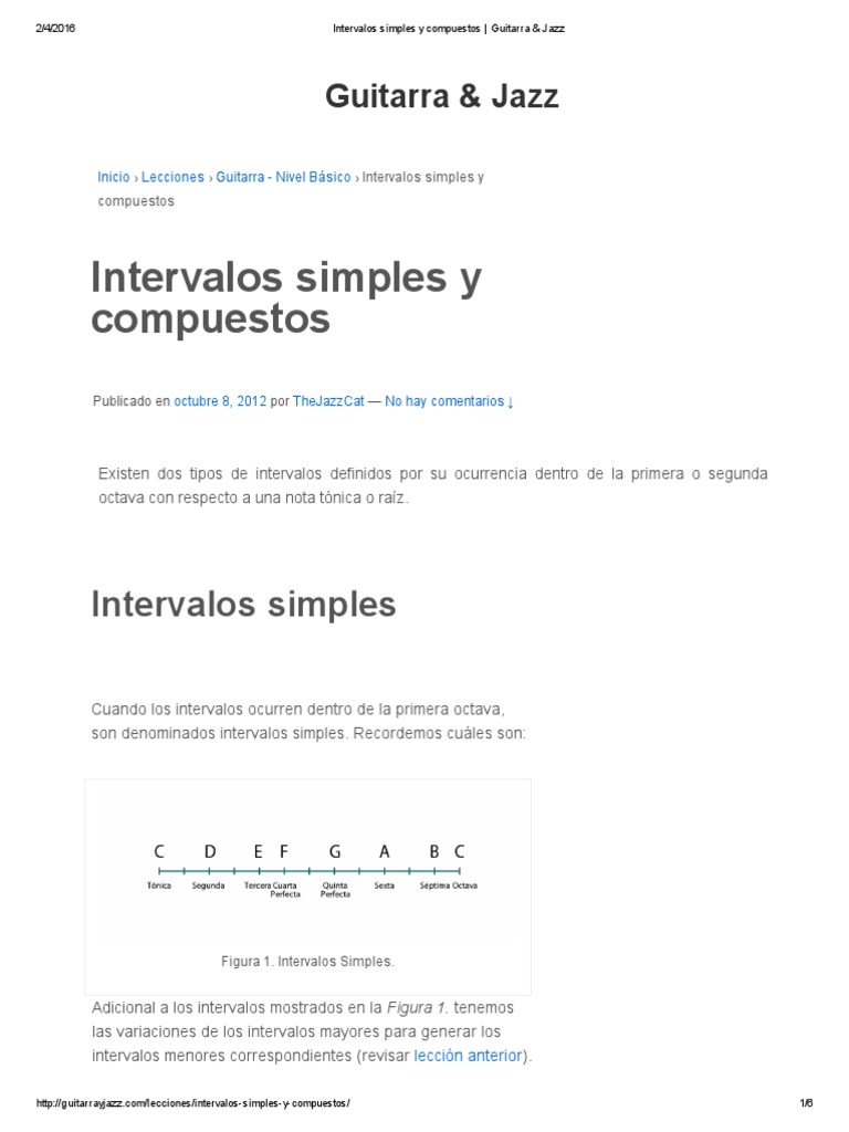 Intervalos Simples y Compuestos - Guitarra & Jazz | PDF | Intervalo ...