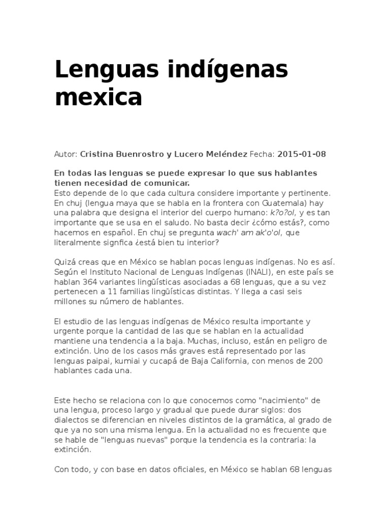 Lenguas Indígenas Mexicanas | PDF | Dialecto | Escritura