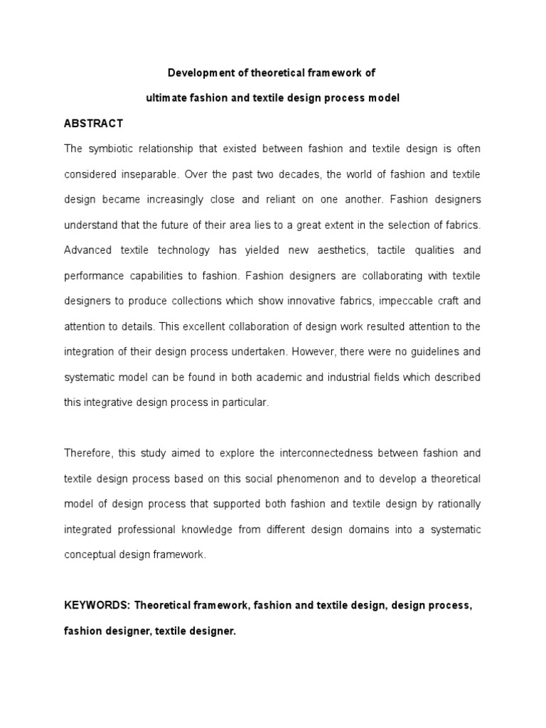 Development of Theoretical Framework of Ultimate Fashion and Textile ...