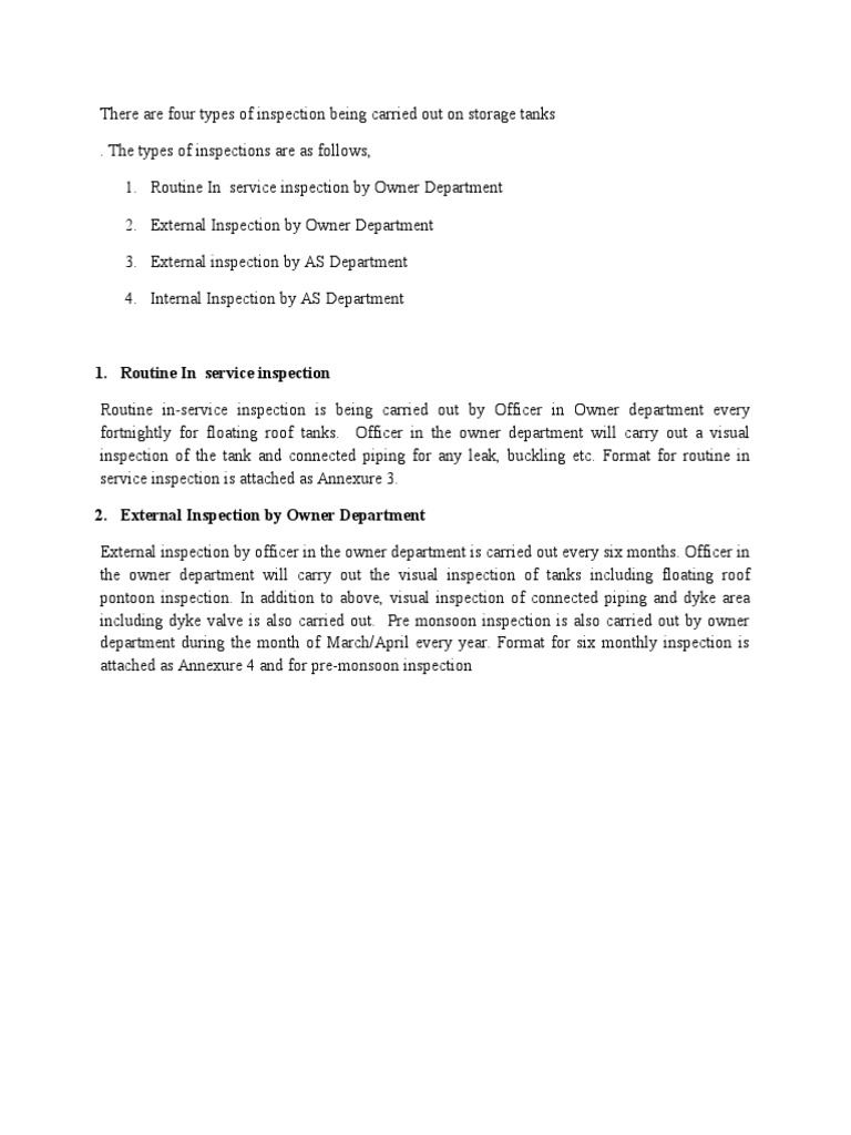 Types of Storage Tank Inspections | PDF
