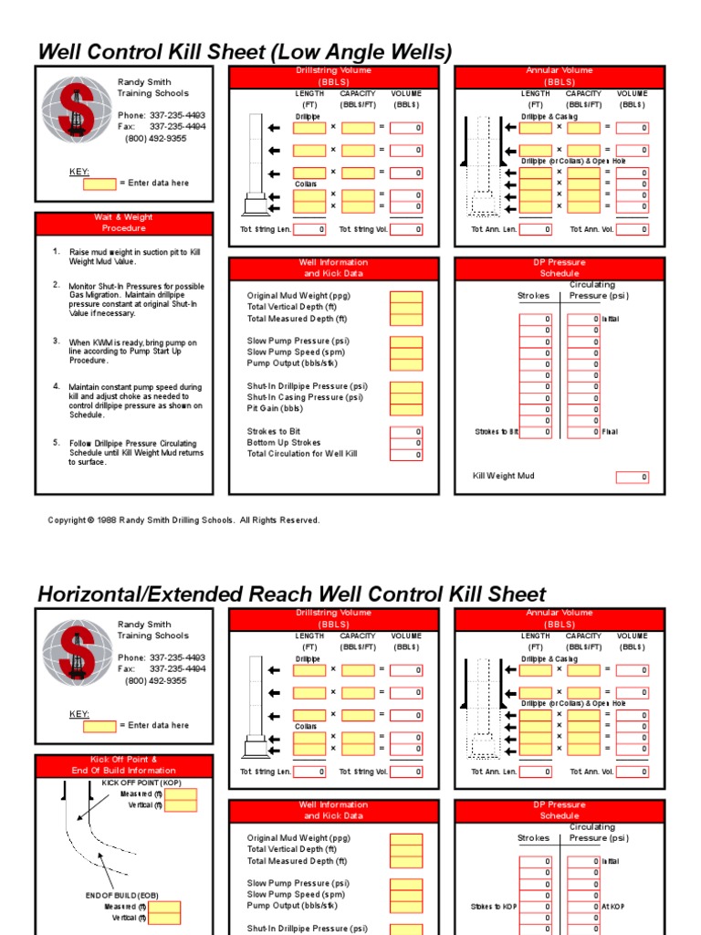 Well Control Kill Sheet RANDY SMITH | PDF | Geotechnical Engineering ...