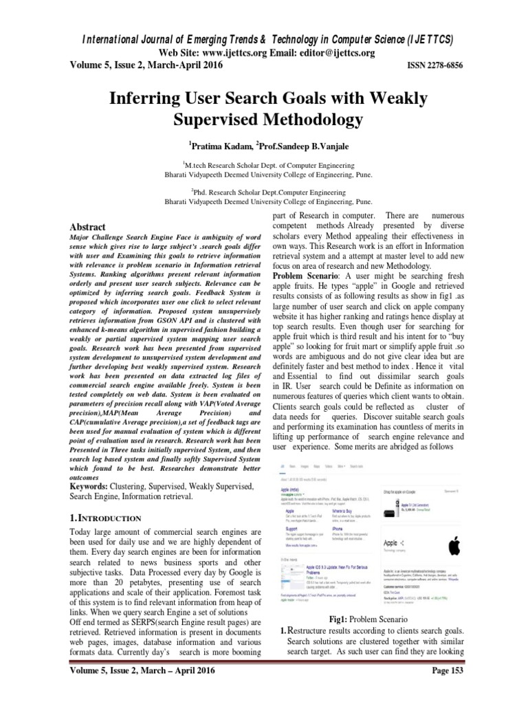 Inferring User Search Goals With Weakly Supervised Methodology | Download Free PDF | Information ...