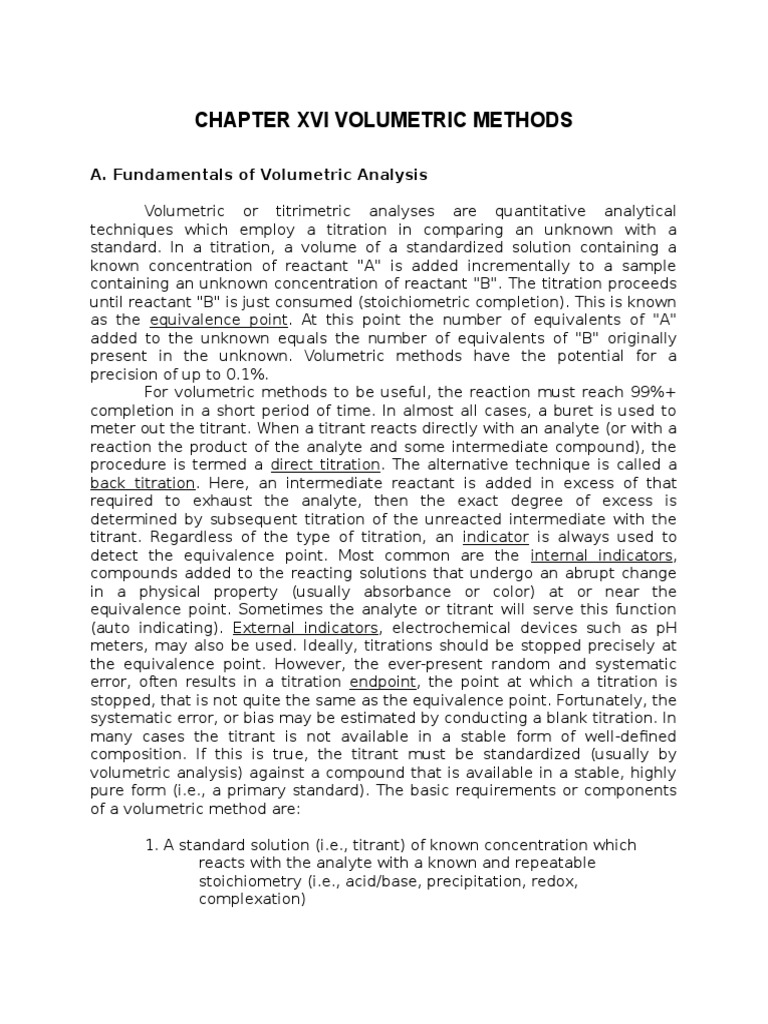 Volumetric Analysis Techniques | PDF | Alkalinity | Titration