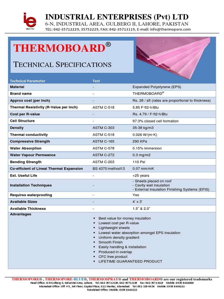 Thermoboard Tchnical Specifications | PDF