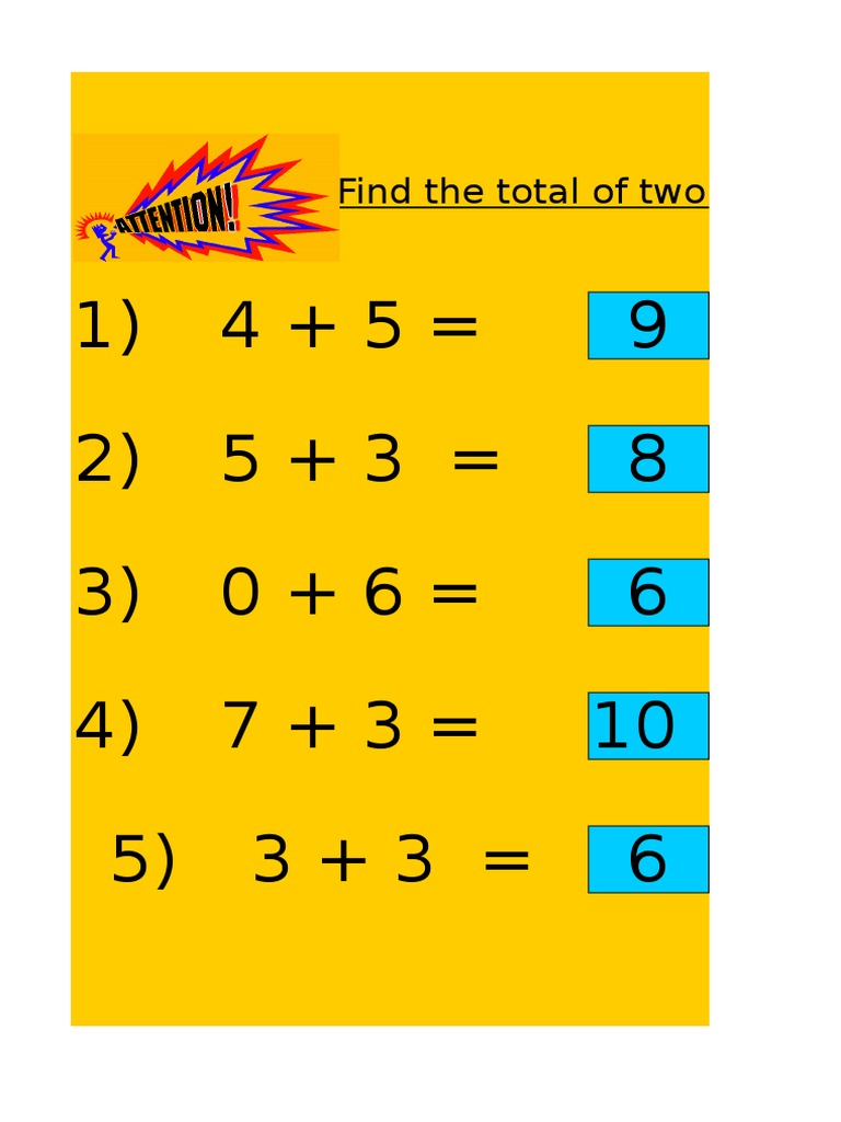 Addition Practice Calculating The Sums Of Single Digit Numbers PDF