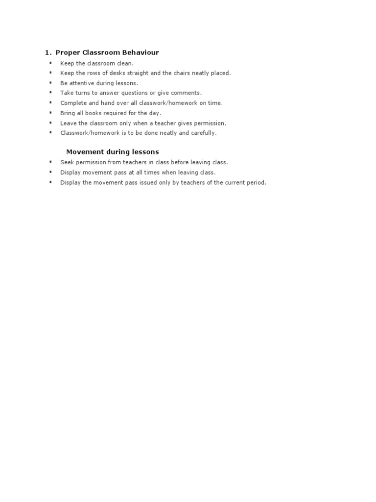 Proper Classroom Behaviour | PDF