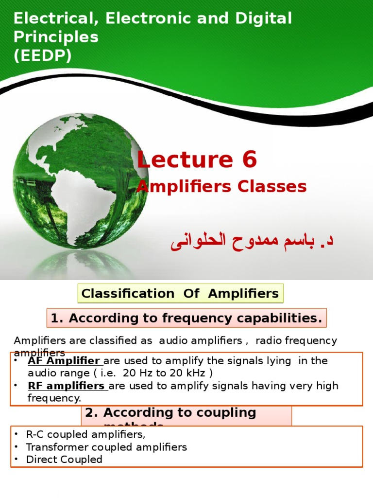 EEDP Lect 06 Amplifiers 3 Classes | PDF | Amplifier | Electronic ...