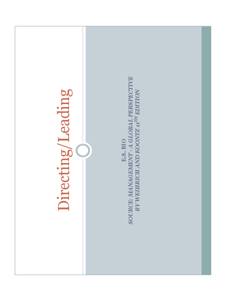 Part 4 Leading Directing PDF | PDF | Leadership | Motivation