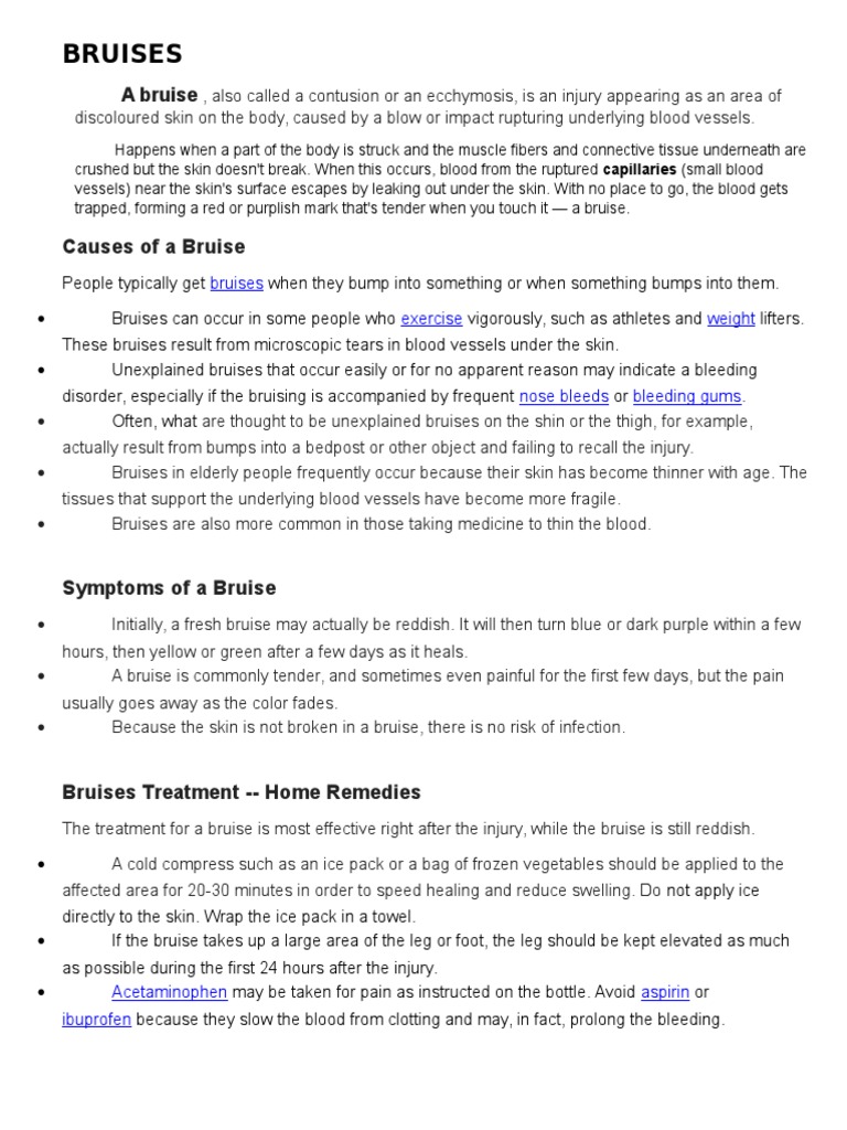 Bruises | PDF | Tissue (Biology) | Anatomy