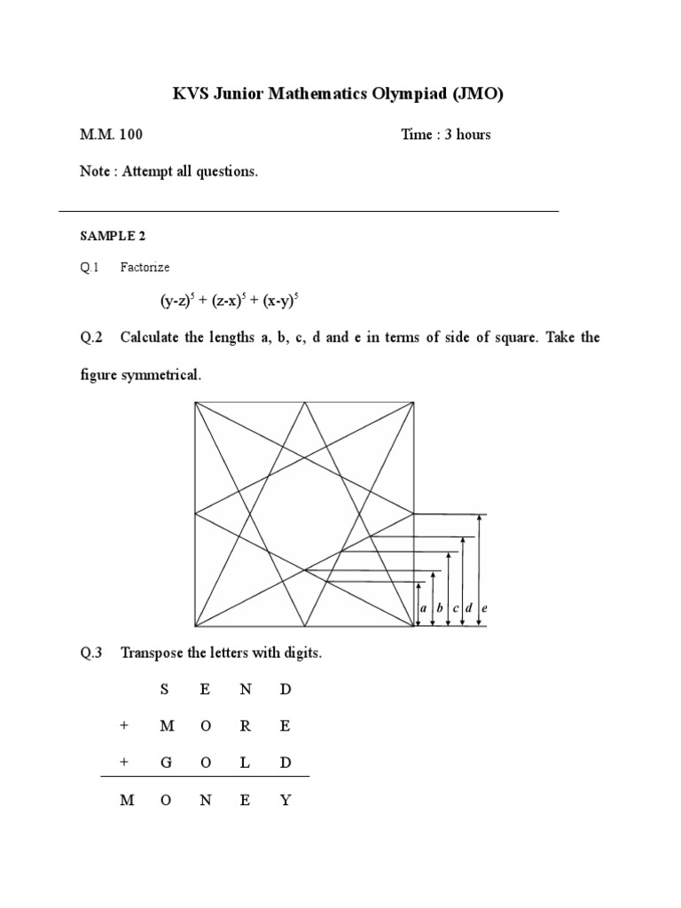 Junior Mathematics Olympiad | PDF