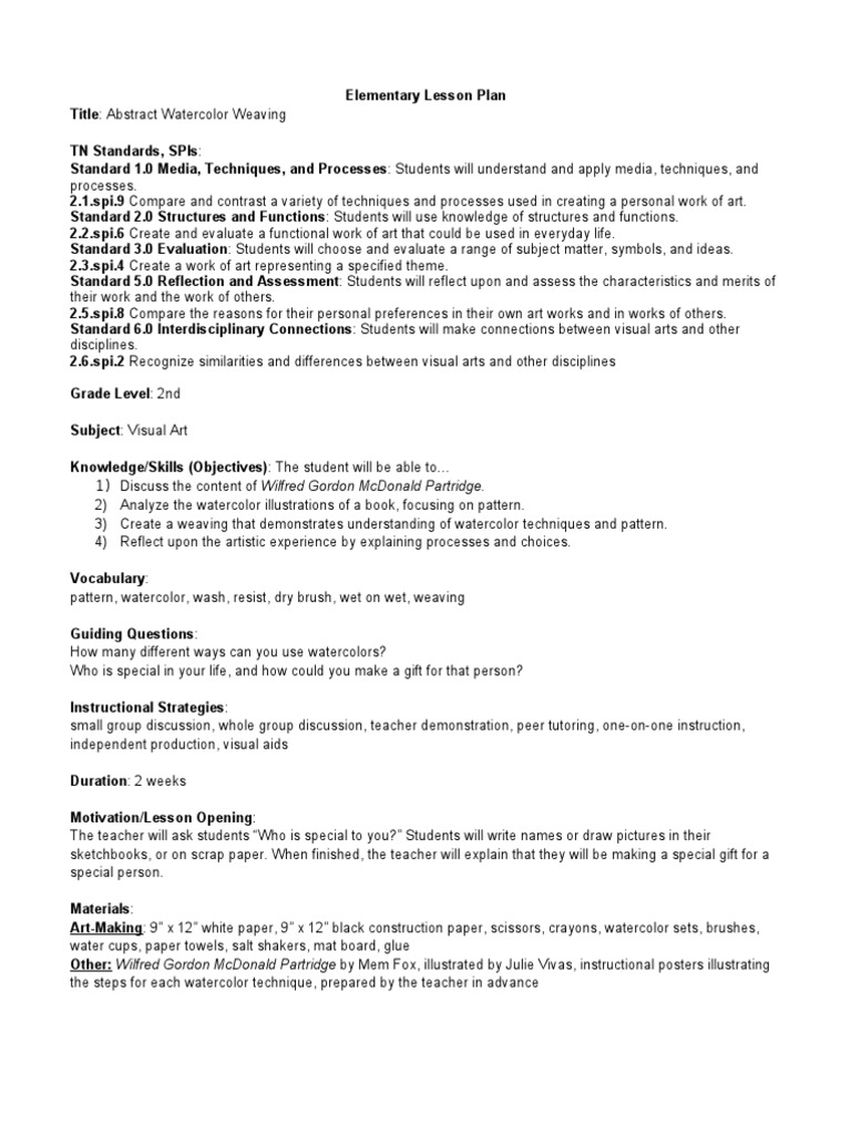 Abstract Watercolor Weaving | PDF | Lesson Plan | Epistemology
