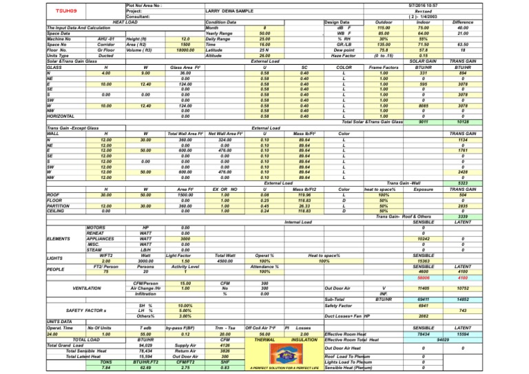Dewa Heat Load Sheet | PDF