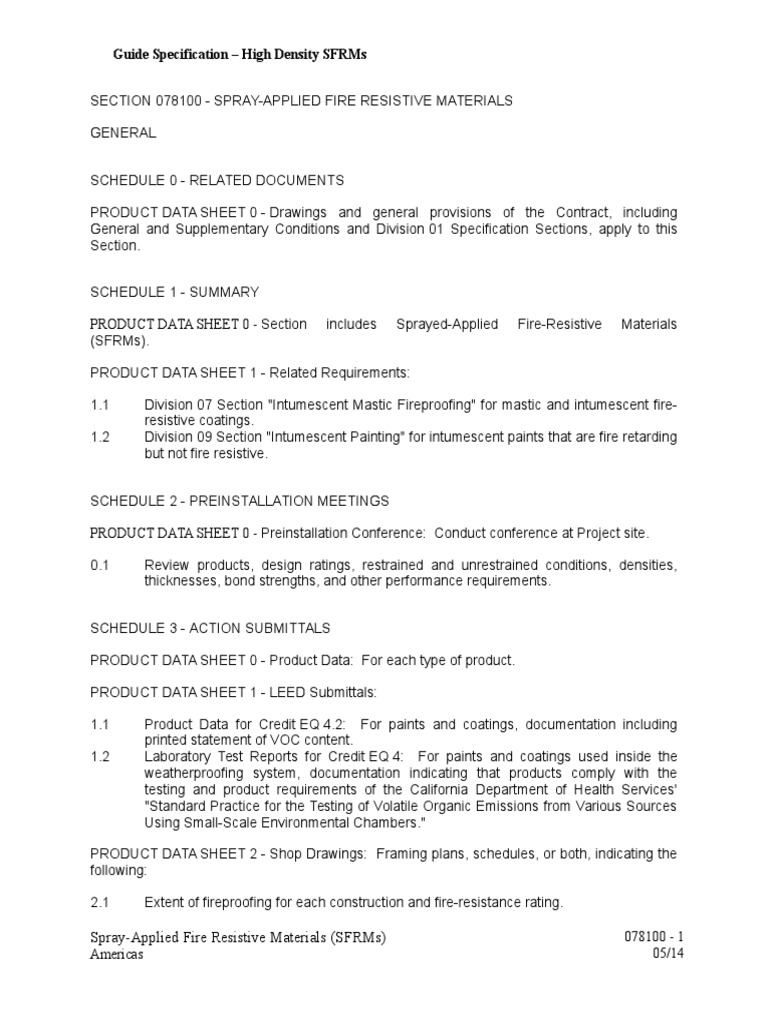 CAFCO High Density SFRM Spec | PDF | Specification (Technical Standard ...