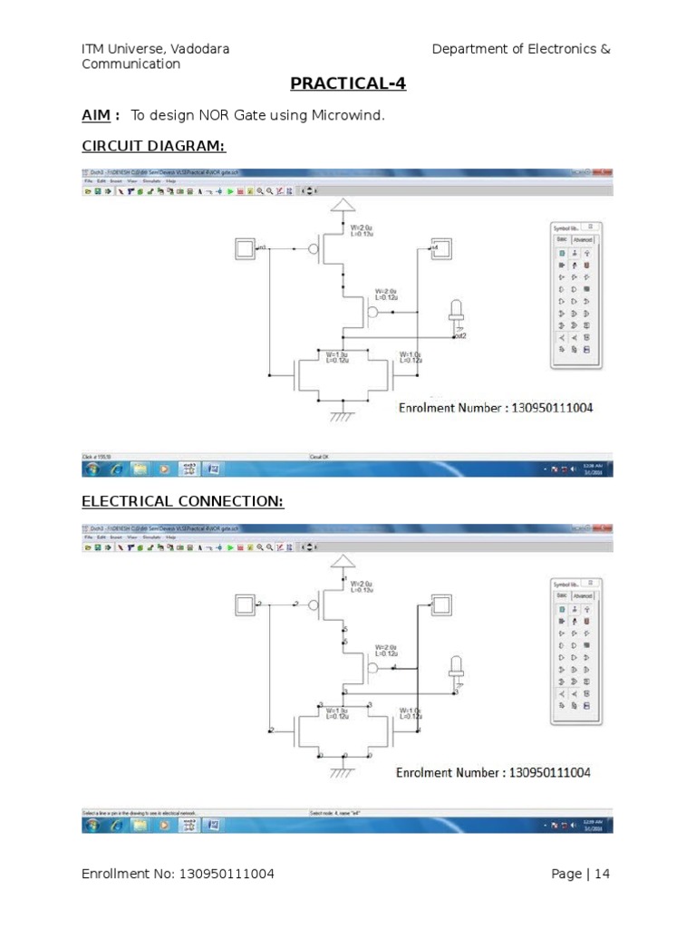NOR Gate Design Using Microwind | PDF | Technology & Engineering