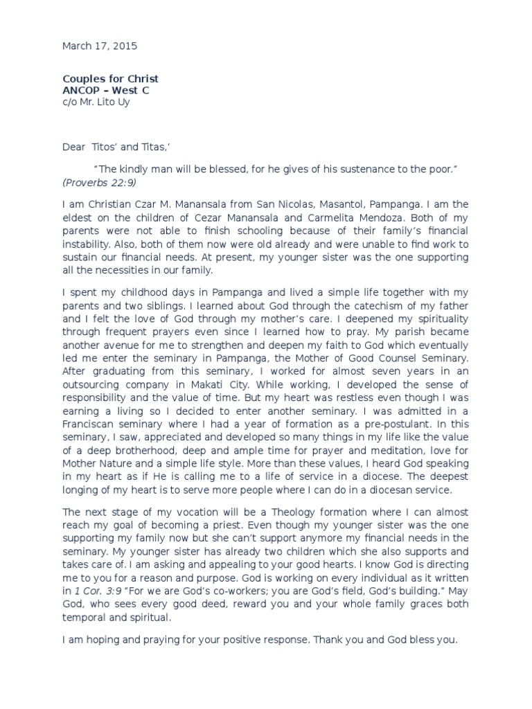 Letter Benefactor | Prayer | Spirituality