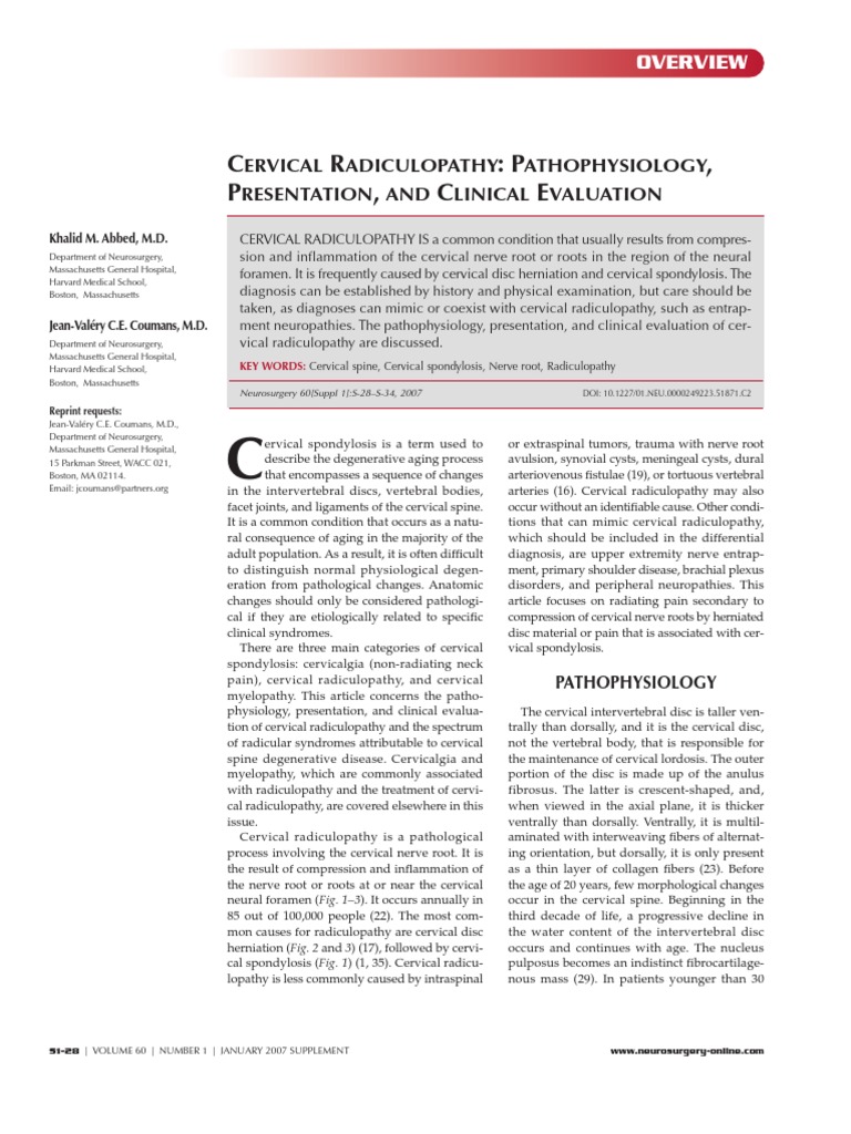 Cervical Radiculopathy | PDF | Elbow | Hand