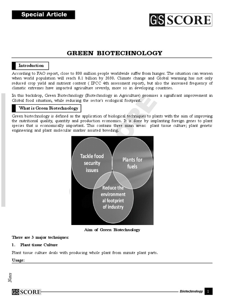 3. Green Biotechnology | Biotechnology | Genetically Modified Crops