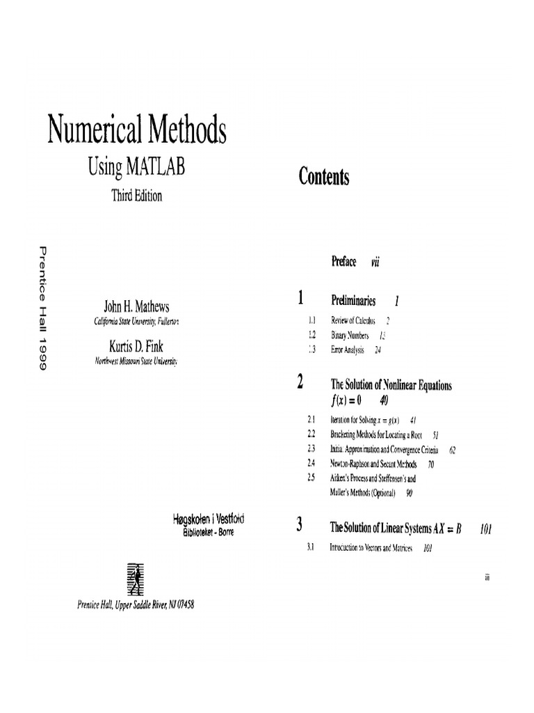 Numerical Methods Using Matlab, 1999 | PDF