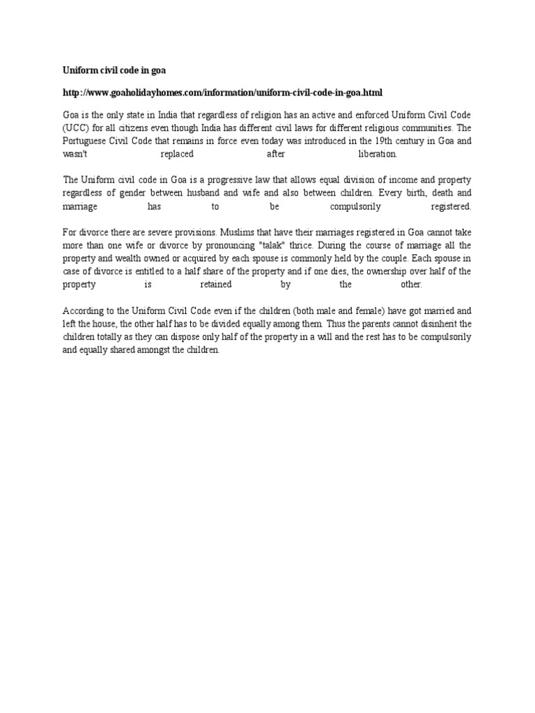 Goa's progressive Uniform Civil Code and its differences from Indian ...