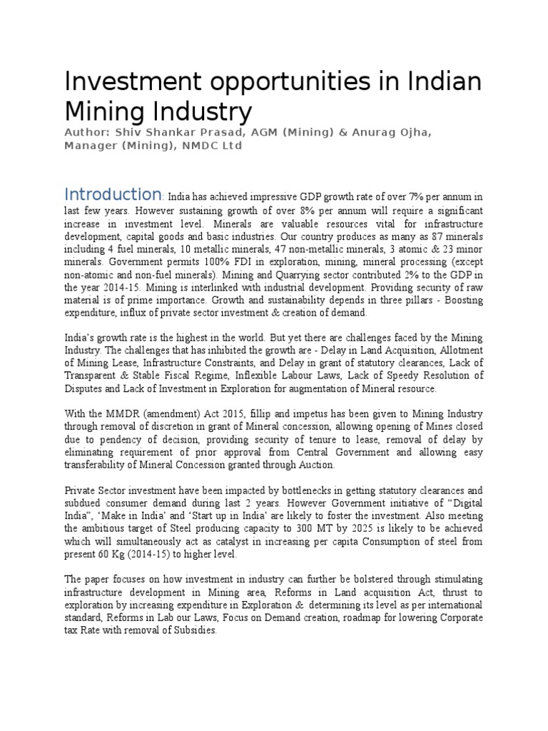 Investment Opprtunity in Mining | PDF | Mining | Taxes