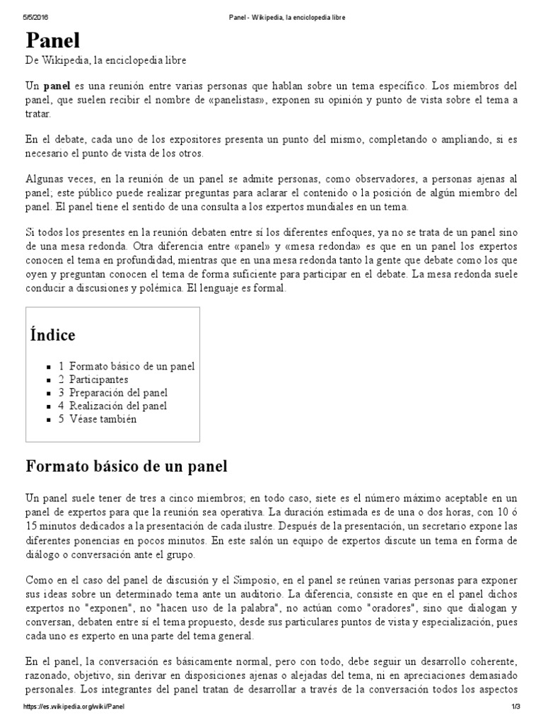 Panel - Wikipedia, La Enciclopedia Libre | PDF | Science | Ciencia ...