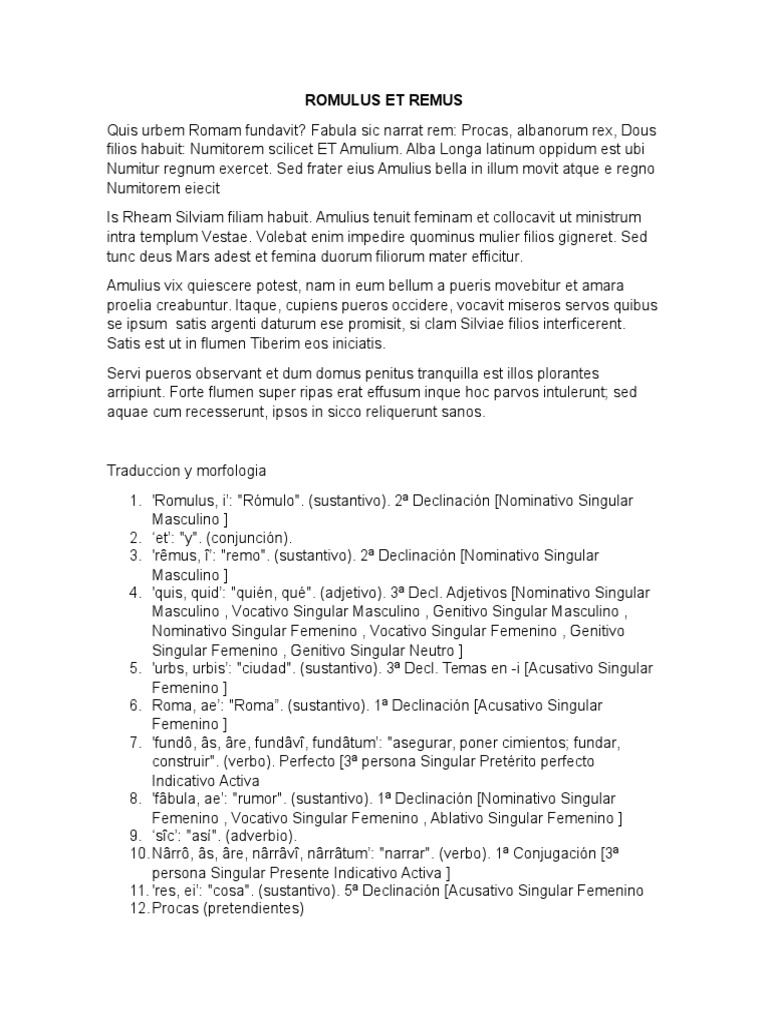 Romulus Et Remus | PDF | Plural | Sustantivo