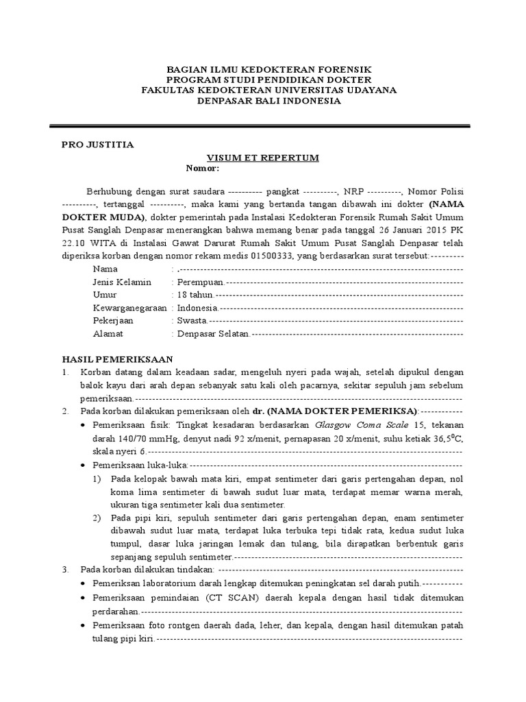 Contoh Visum Luka | PDF