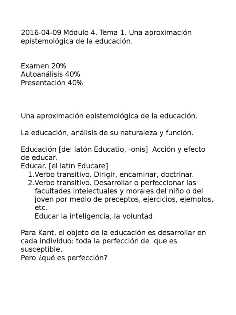 Módulo 4. Tema 1. Una Aproximación Epistemológica de La Educación | PDF | Science | Conocimiento