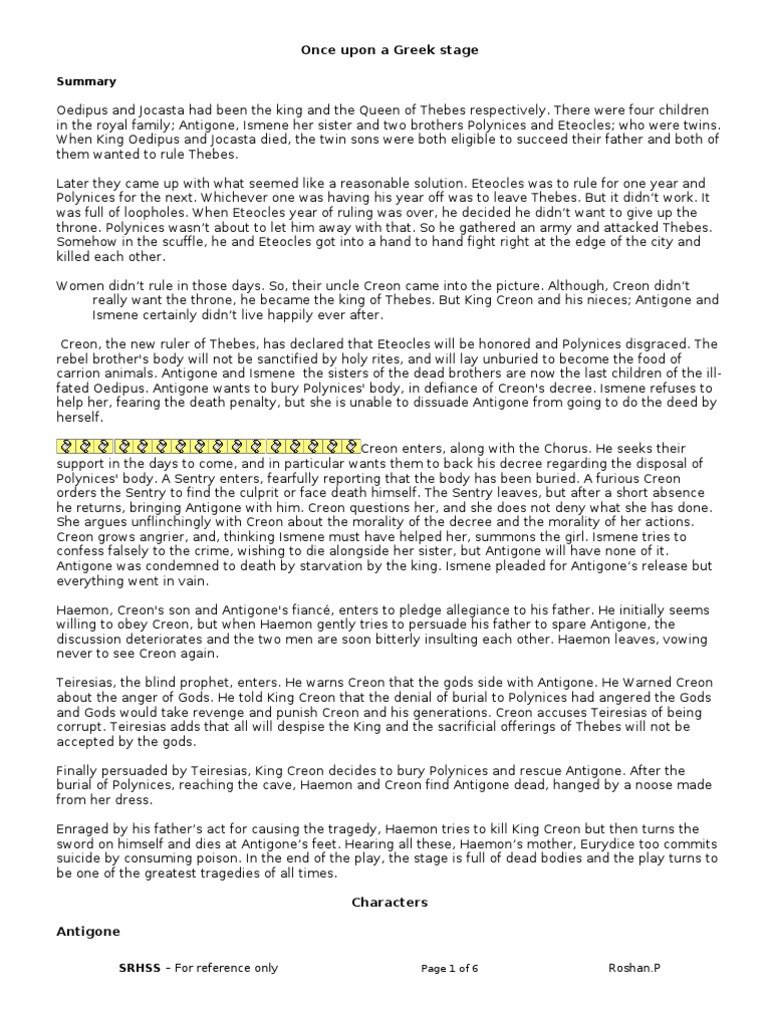 Tragedy of Antigone in Thebes | PDF | Oedipus | Ancient Thebes (Boeotia)