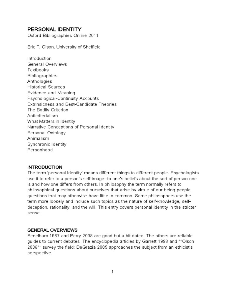 Personal Identity | PDF | Metaphysics | Causality